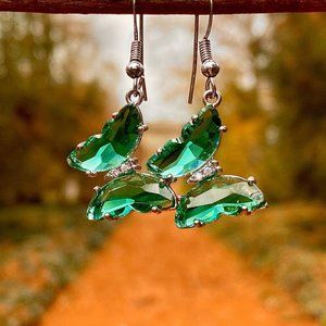 Jewelry | Green Crystal Butterfly Earrings | Poshmark